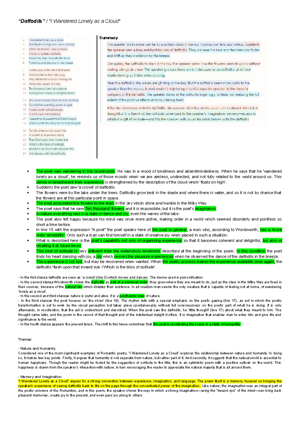 Daffodils - W. Wordsworth - “Daffodils” / “I Wandered Lonely as a Cloud ...