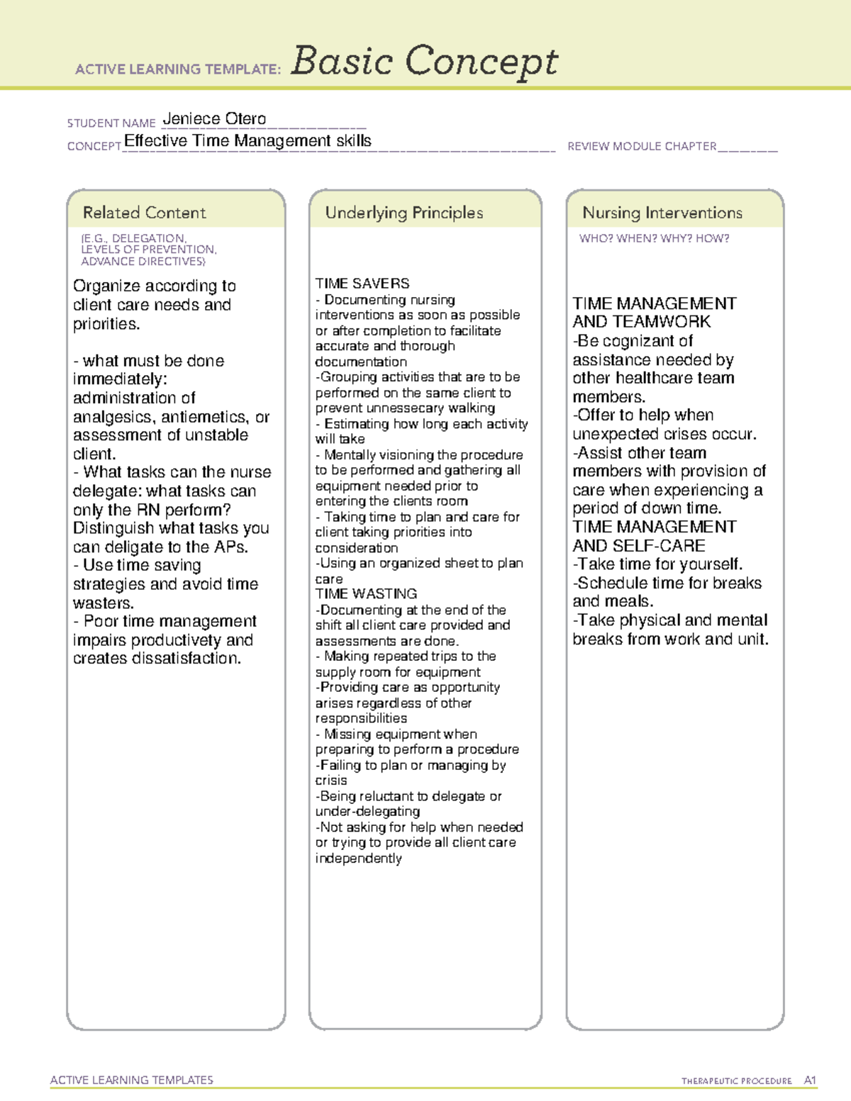 ALT6 Effective Time Management Skills Ati Basic Concept ACTIVE 