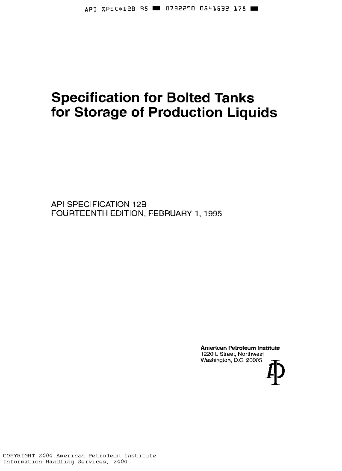 API 12B bolted tanks for storage of production liquids X ...