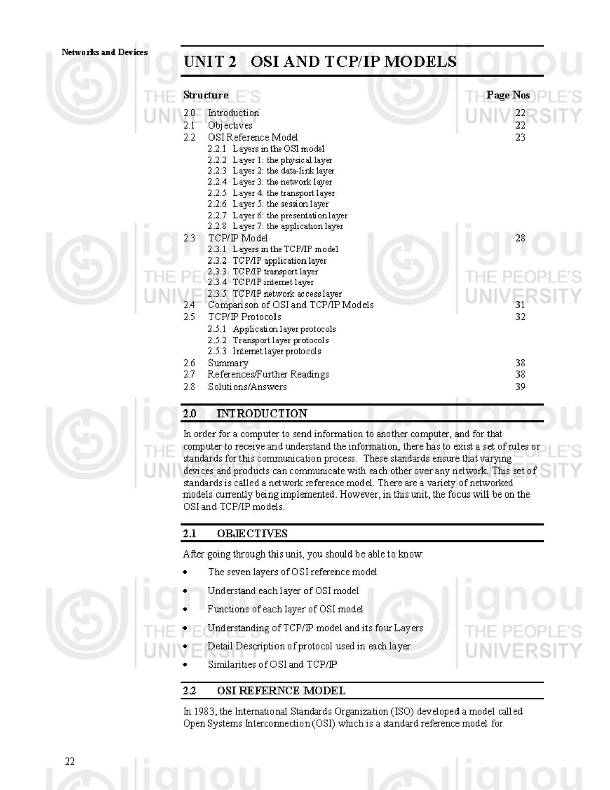 Unit-2 - UNIT 2 - Networks and Devices UNIT 2 OSI AND TCP/IP MODELS Structure Page Nos 2 - Studocu
