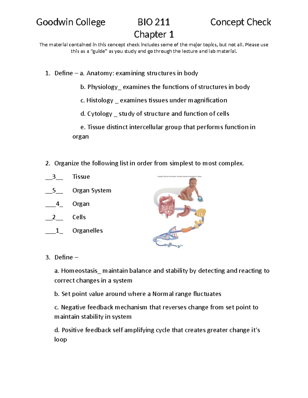 Concept Check 1 AP1 - Chapter 1 The material contained in this concept ...