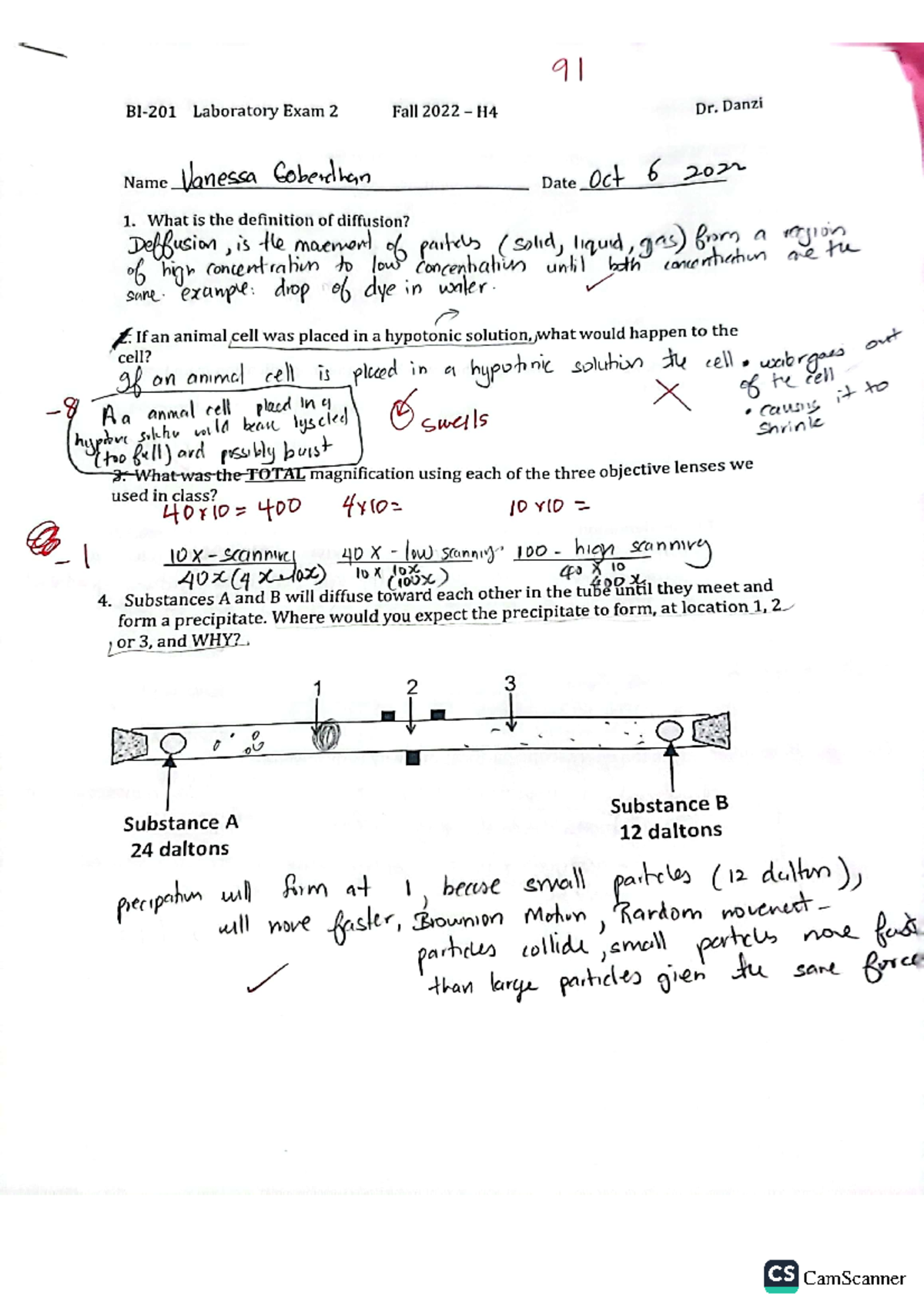 Exam 2 bio 201 lab - some if not all questions at the back of the lab ...