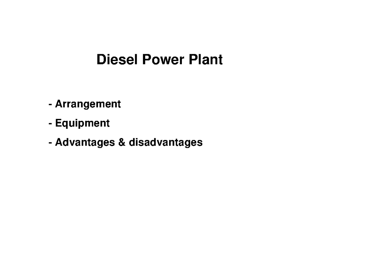 Diesel Power Plant - Fundamentals of Electricity & Electronics - Studocu