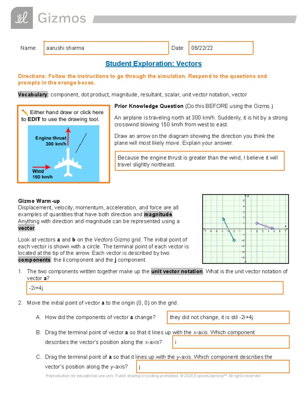 Copy of Copy of Vectors SE - Name: aarushi sharma Date: 06/22/ Student ...
