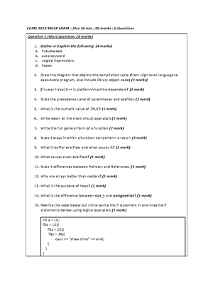 Lab Test 2 - UNIVERSITY OF THE WITWATERSRAND, JOHANNESBURG School of ...