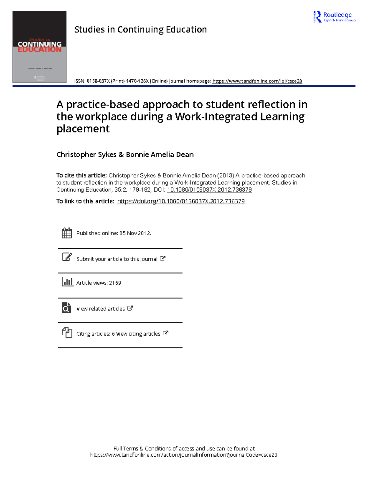 A practice based approach to student reflection in the workplace during a Work Integrated ...