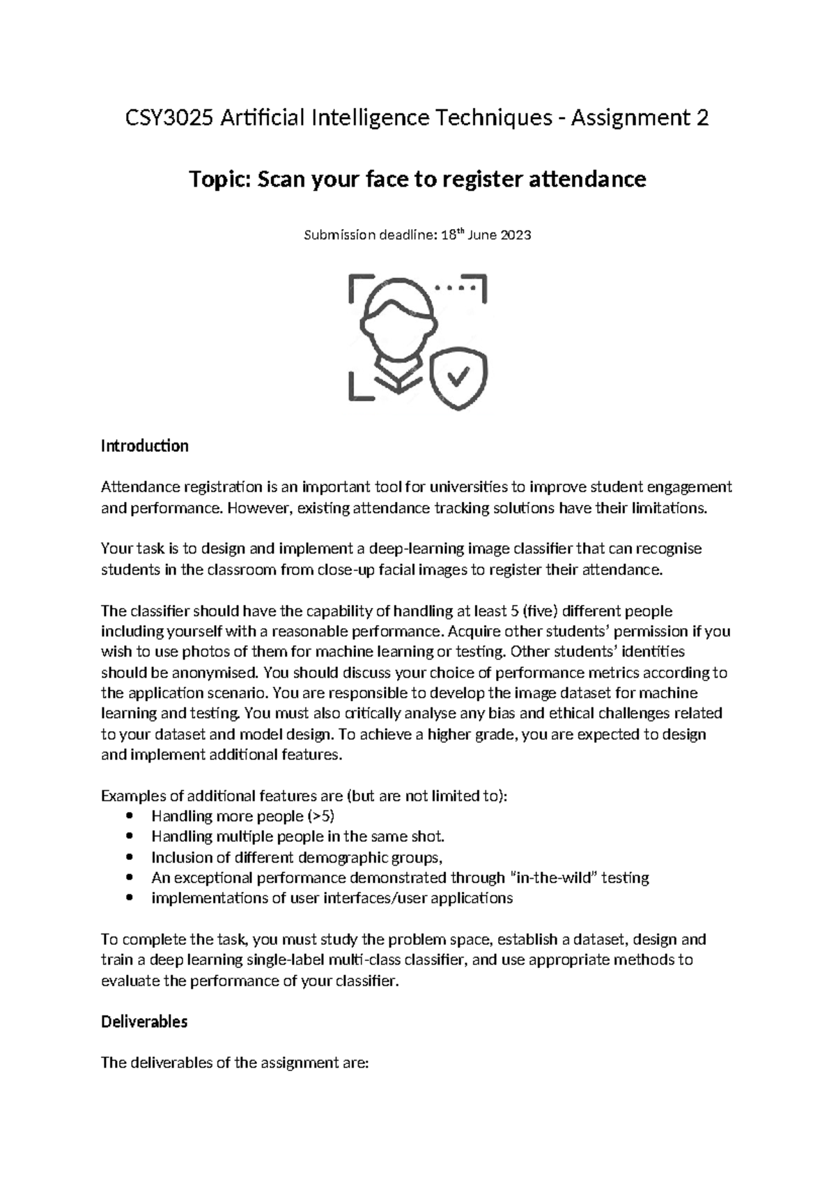 Assignment 2-2223 CSY3025 (Artificial Intelligence) - CSY3025 Artificial Intelligence Techniques ...