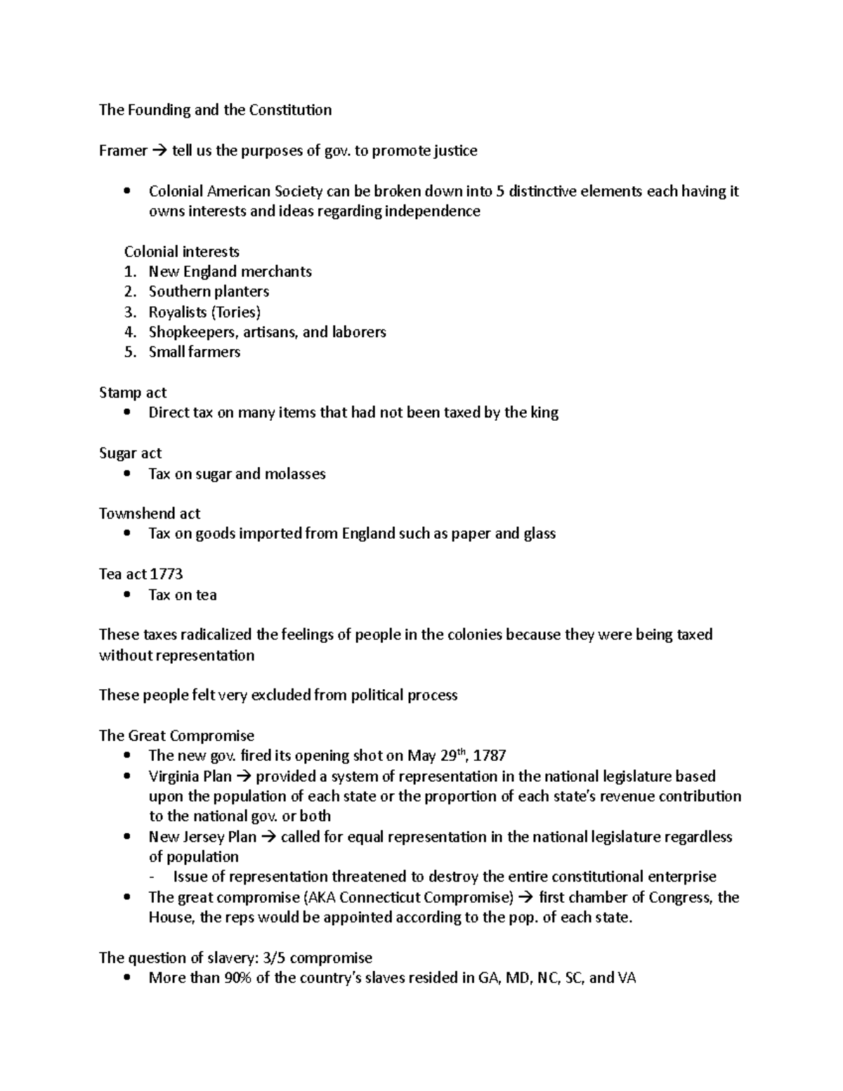 The Founding and the Constitution - to promote justice Colonial ...
