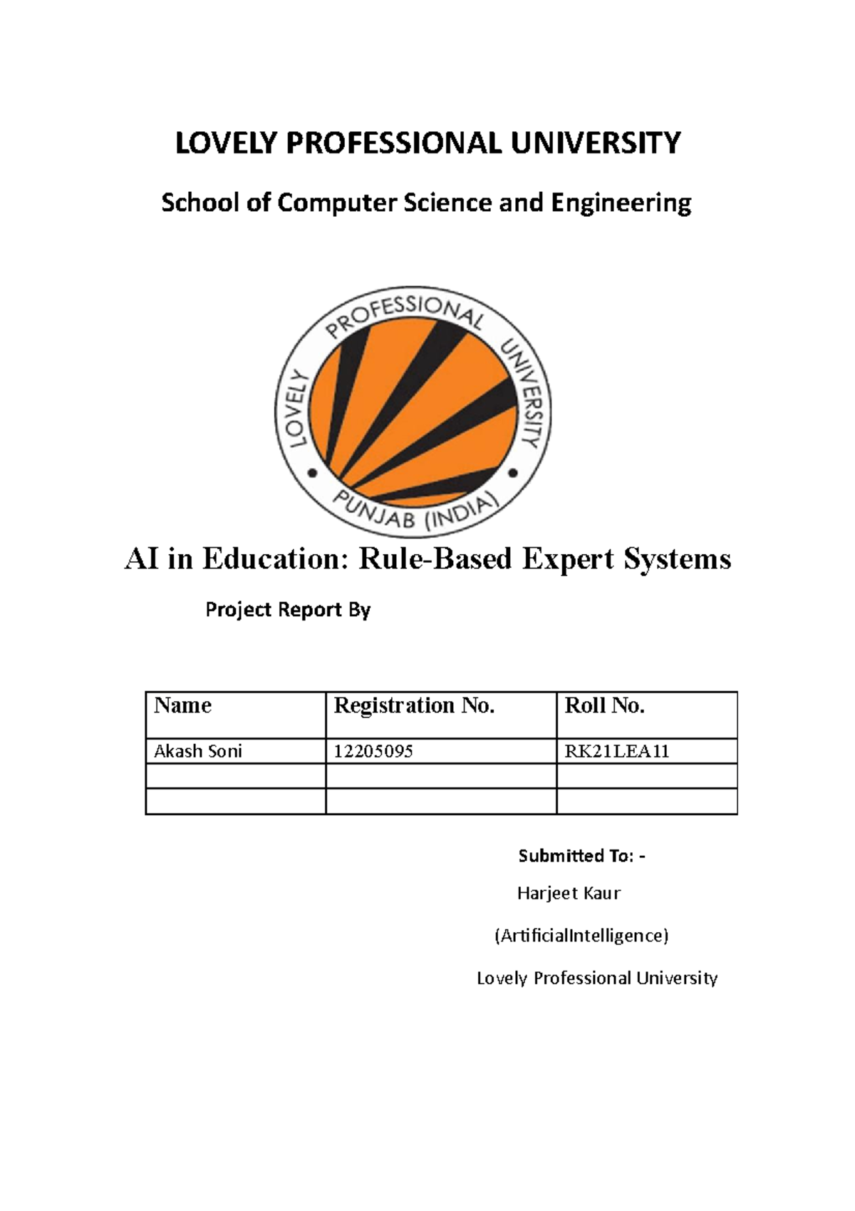 AI Project report - Automata - LPU - Studocu