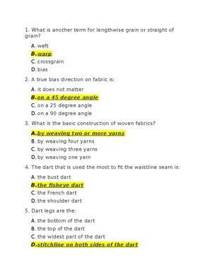 Assignment 5 sewing - Assignment 5 What is another term for lengthwise ...