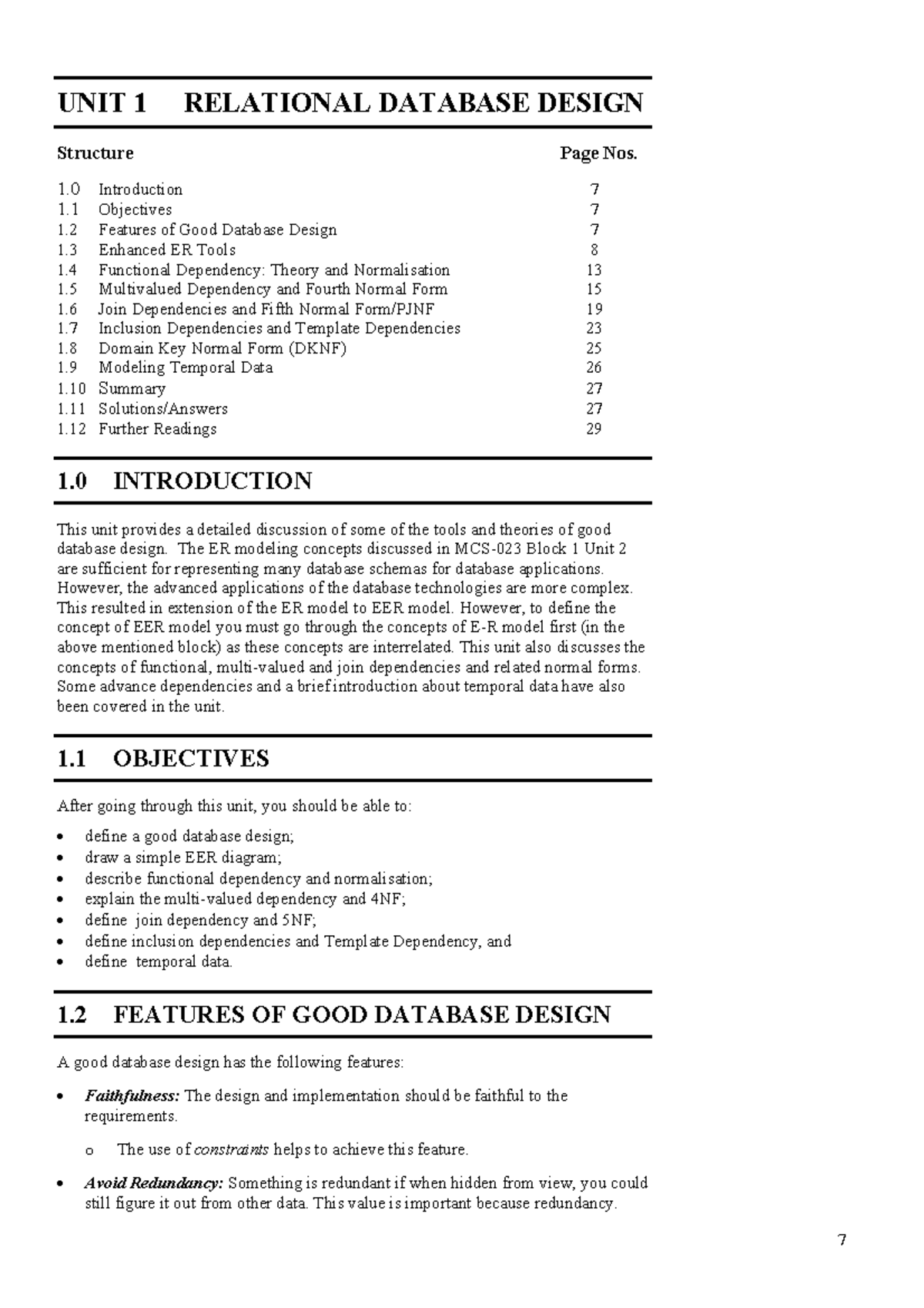 Block-1 MS-043 Unit-4 - material of MCS-043 - UNIT 1 RELATIONAL DATABASE DESIGN Structure Page ...