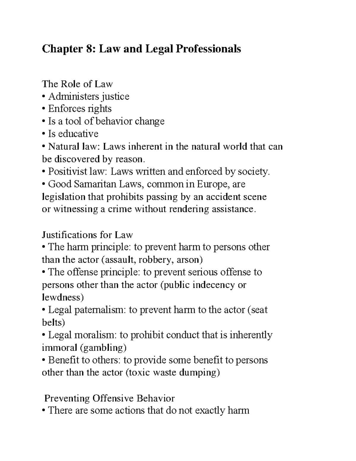 Chapter 8- LAW AND Legal Professionals - Chapter 8: Law and Legal ...