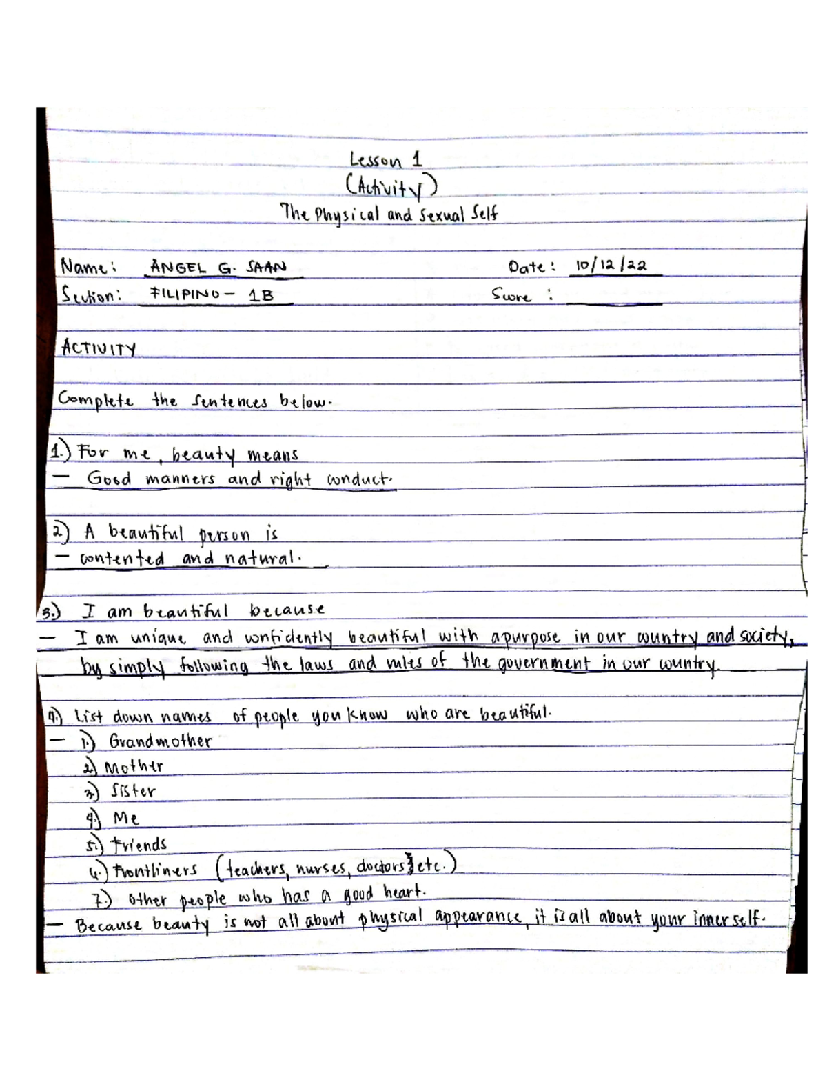 SAAN, Angel G., BSED Filipino 1B, Lesson 1 AND 2 - Bsed Filipino ...