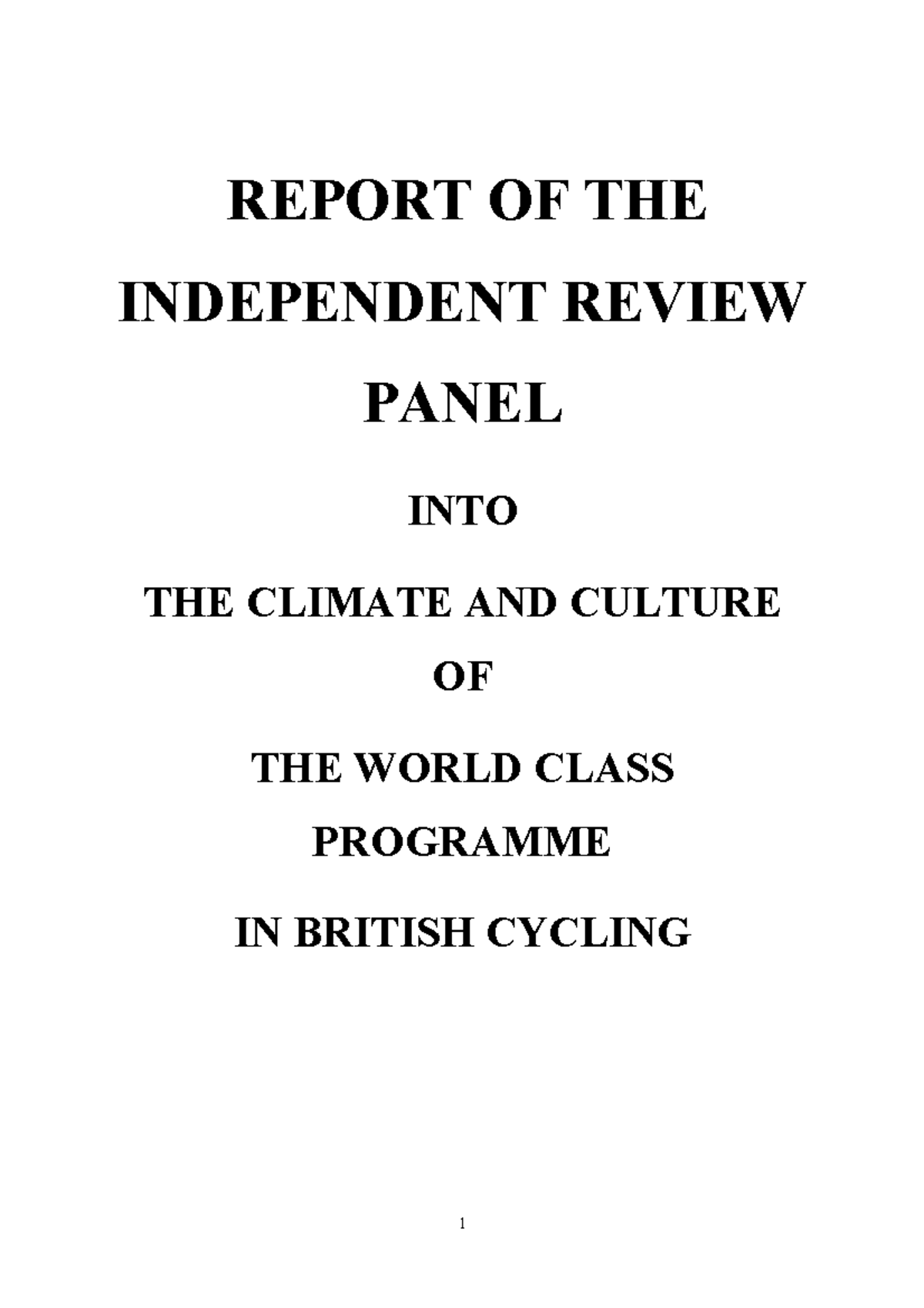Cycling-independent-review - REPORT OF THE INDEPENDENT REVIEW PANEL ...
