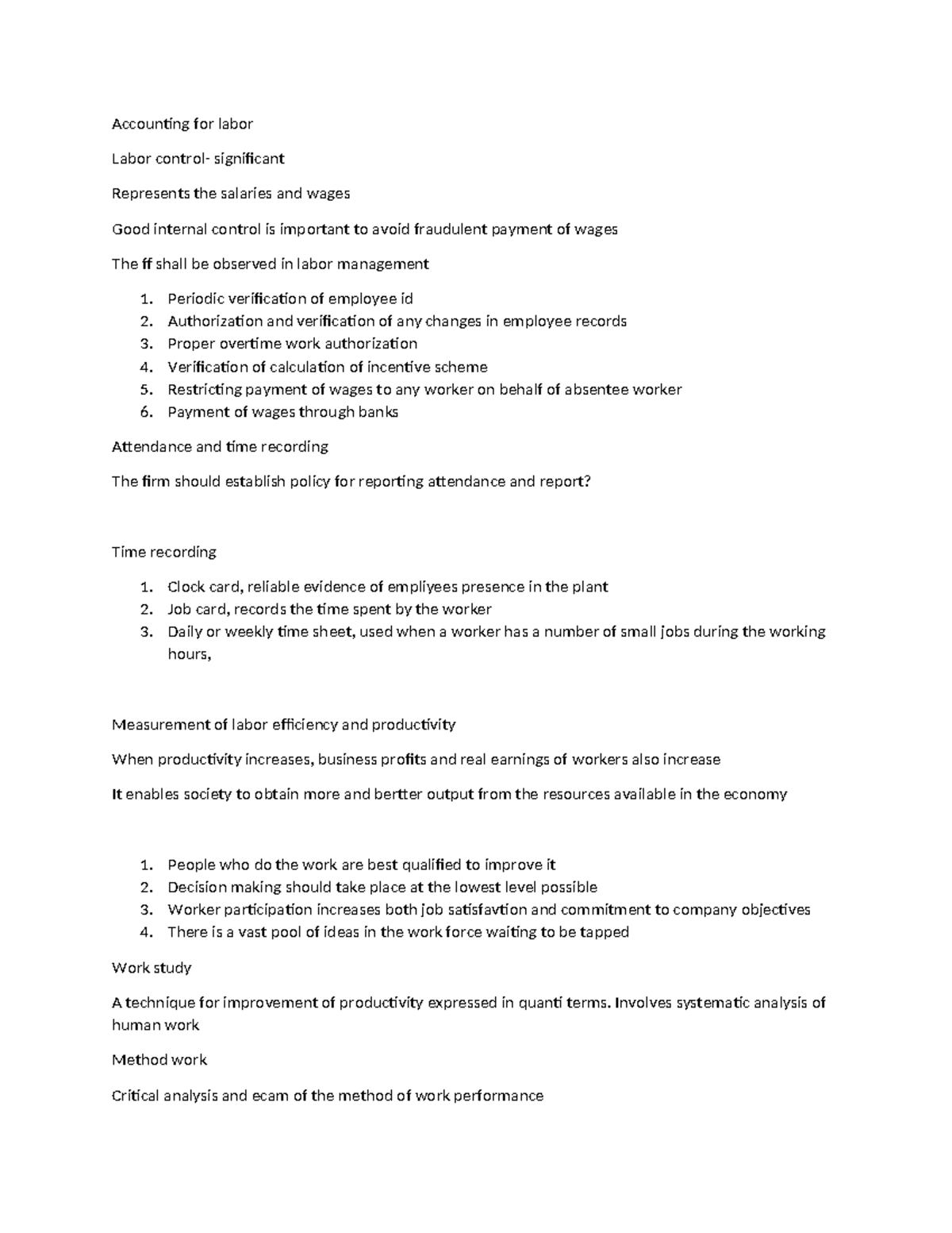 Accounting for labor - Accounting for labor Labor control- significant ...