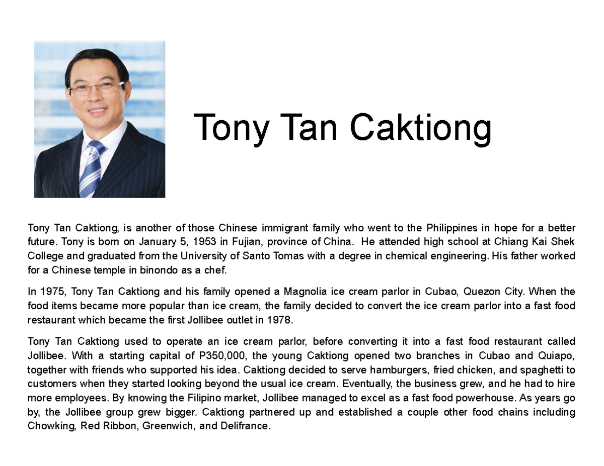 Alunan Research Activity No 1 National and Global Entrepreneurs - Tony ...