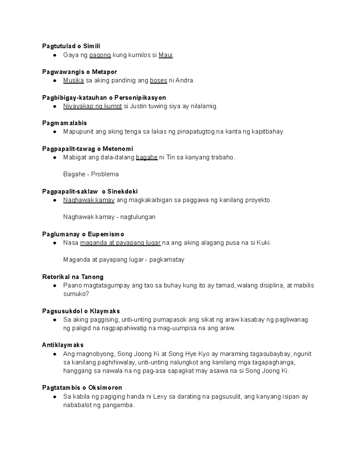 Retorika_Halimbawa ng Pagtutulad, Metapor at Iba - Pagtutulad o Simili ...