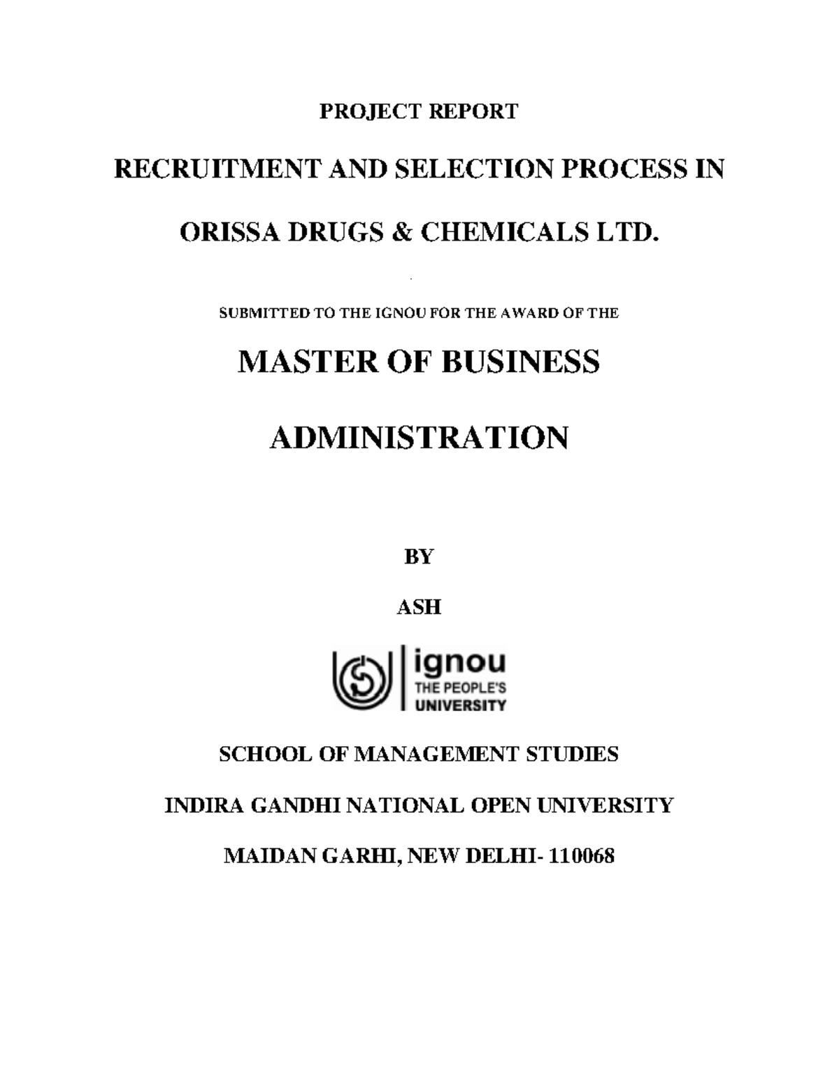 Project Sample 2023 june @ignouallqieries 1 - PROJECT REPORT RECRUITMENT AND SELECTION PROCESS ...