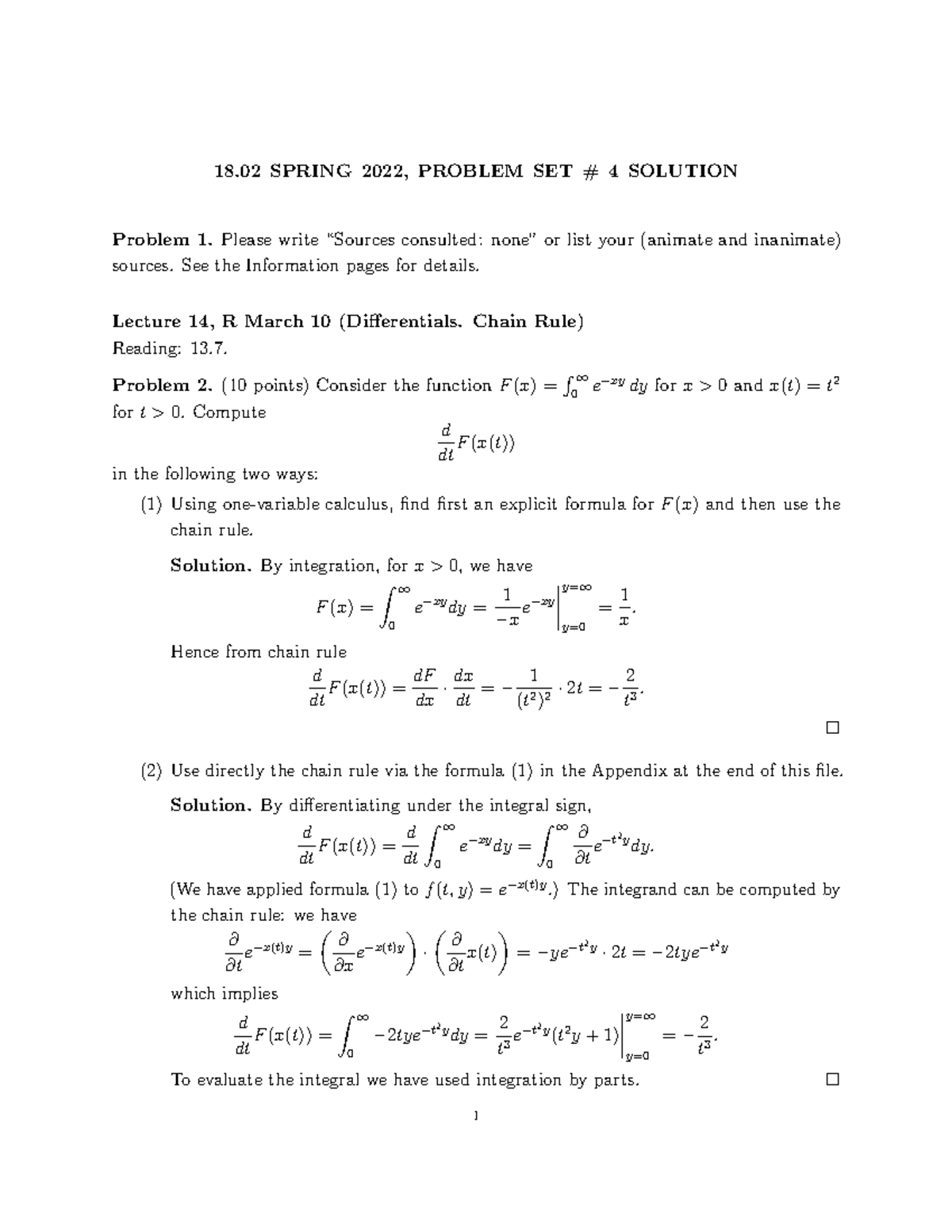 Pset 4 sol - Solutions to weekly Problem Set, a Focus on building problem solving skills - 18 ...