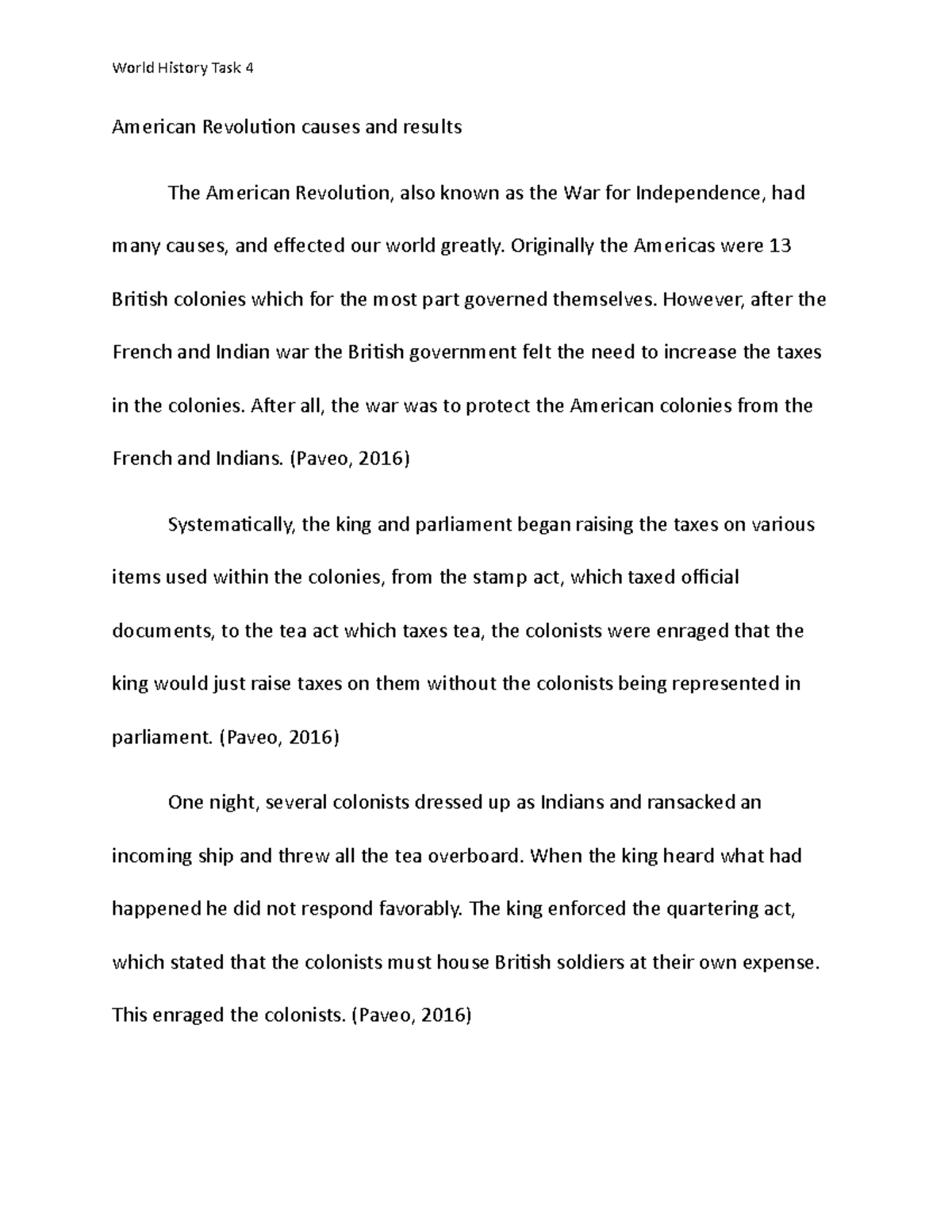 Task 4 - Grade: A American Revolution - World History Task 4 American ...