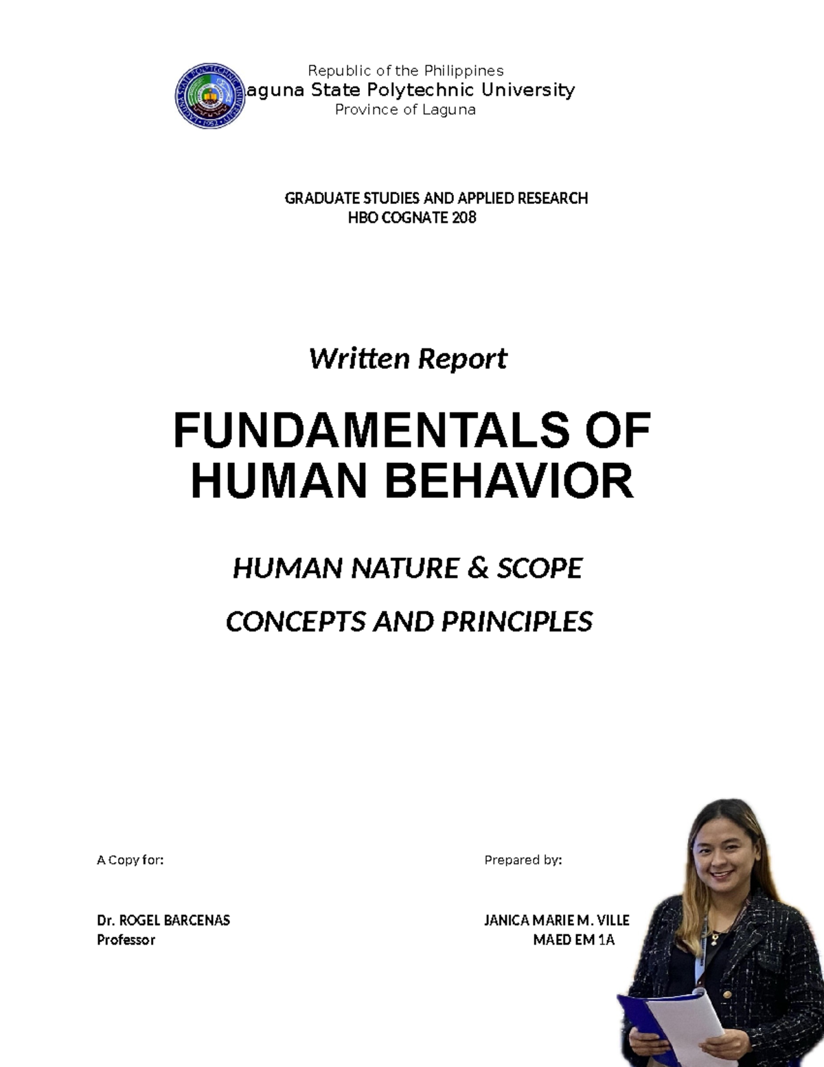 Fundamentals OF Human Behavior - Republic of the Philippines Laguna ...