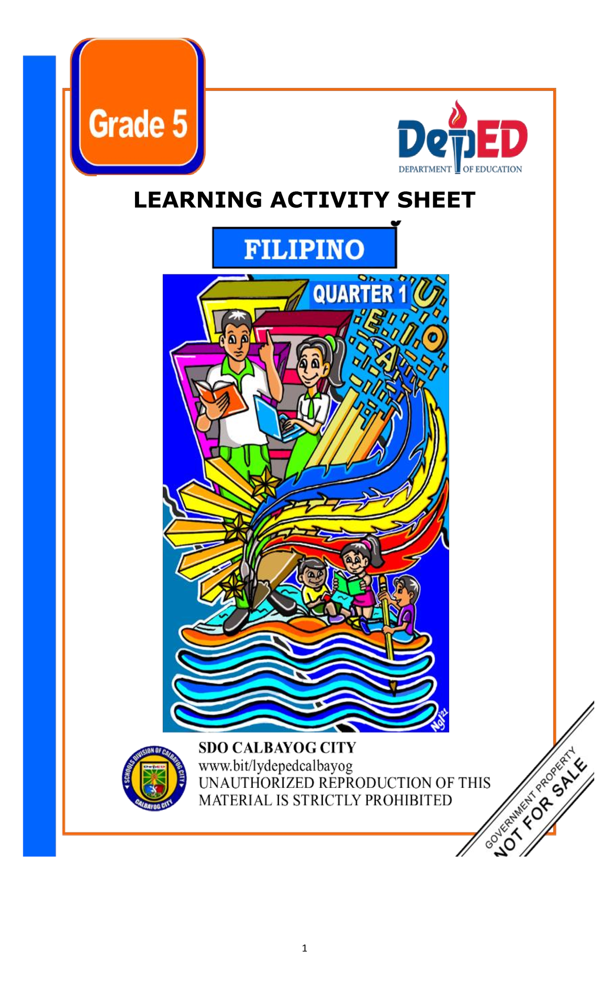 LAS Q1 Filipino 5 - LAS - LEARNING ACTIVITY SHEET TALAAN NG NILALAMAN ...