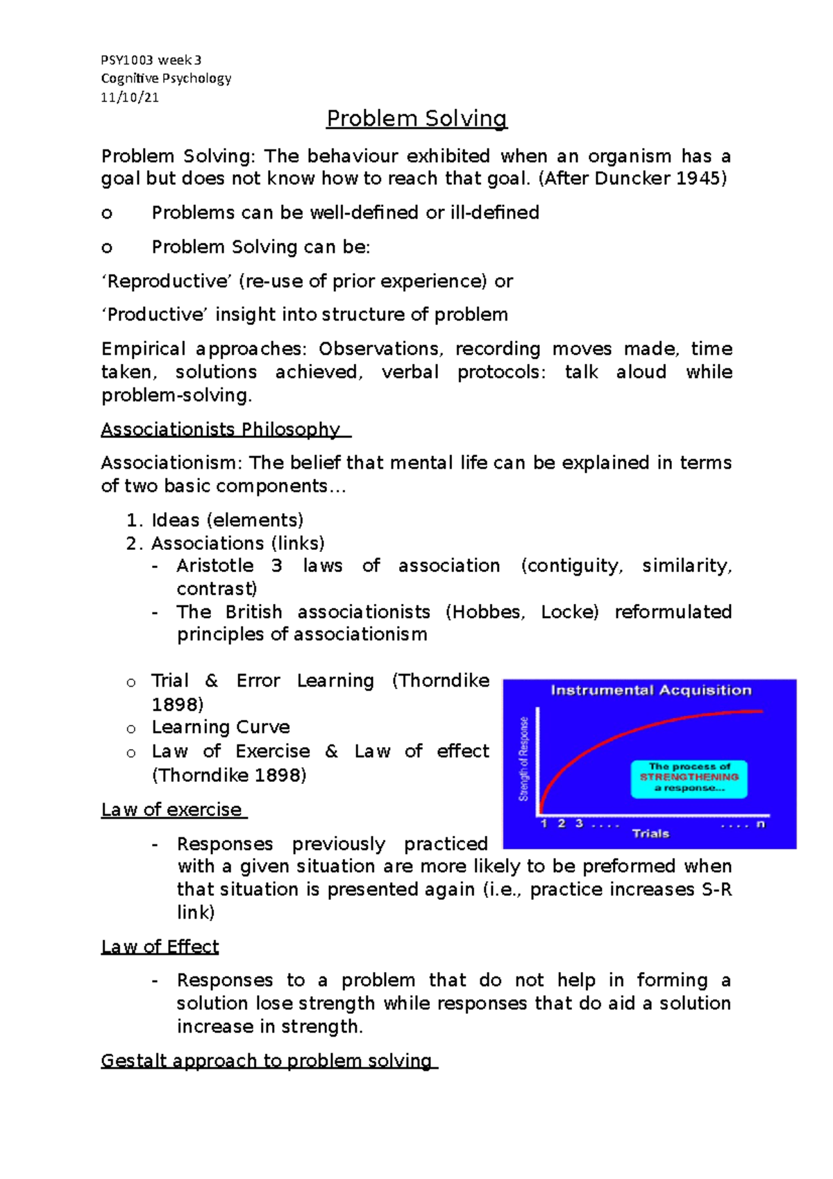 Problem Solving - Cognitive Psychology 11/10/ Problem Solving Problem Solving: The behaviour ...