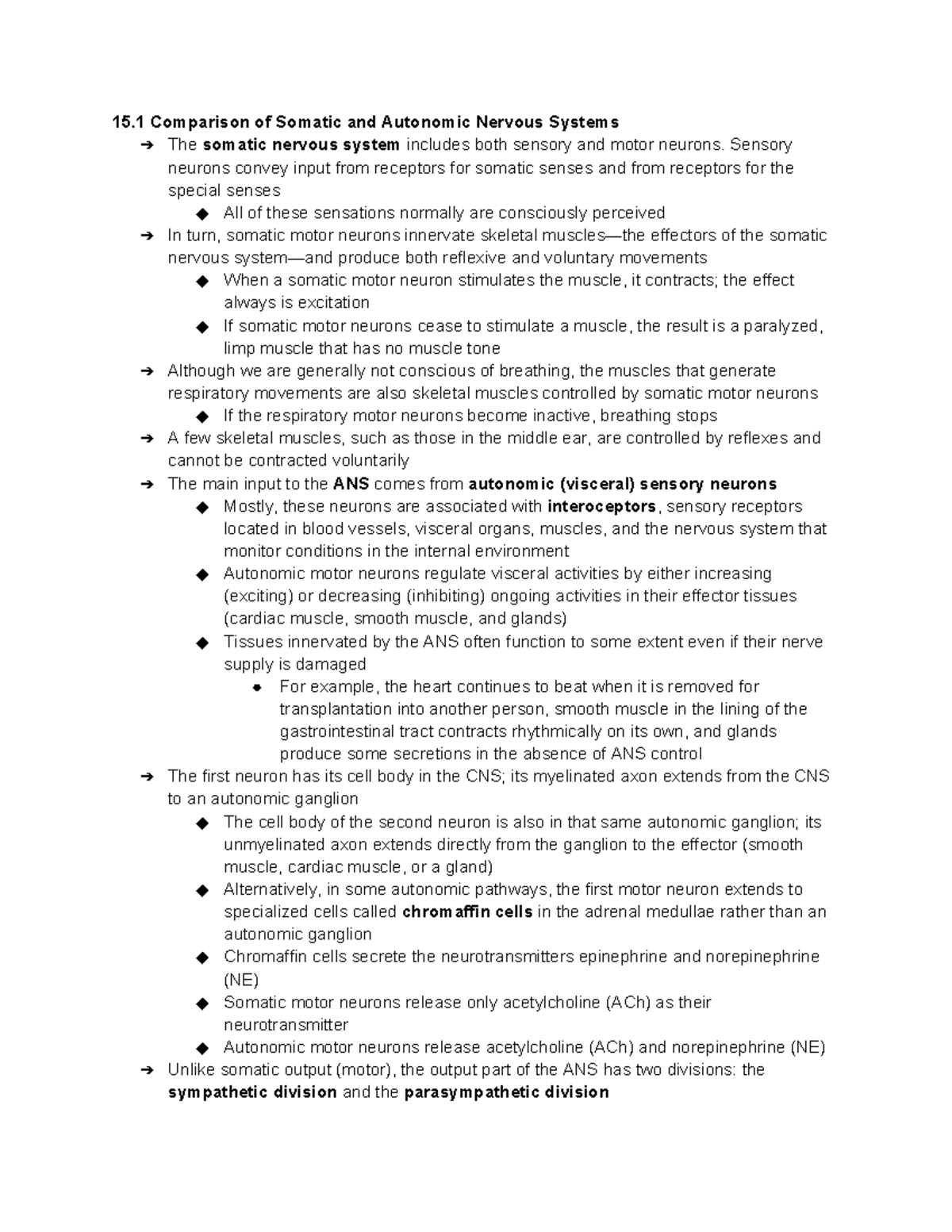Chapter 15 The Autonomic Nervous System - 15 Comparison of Somatic and ...
