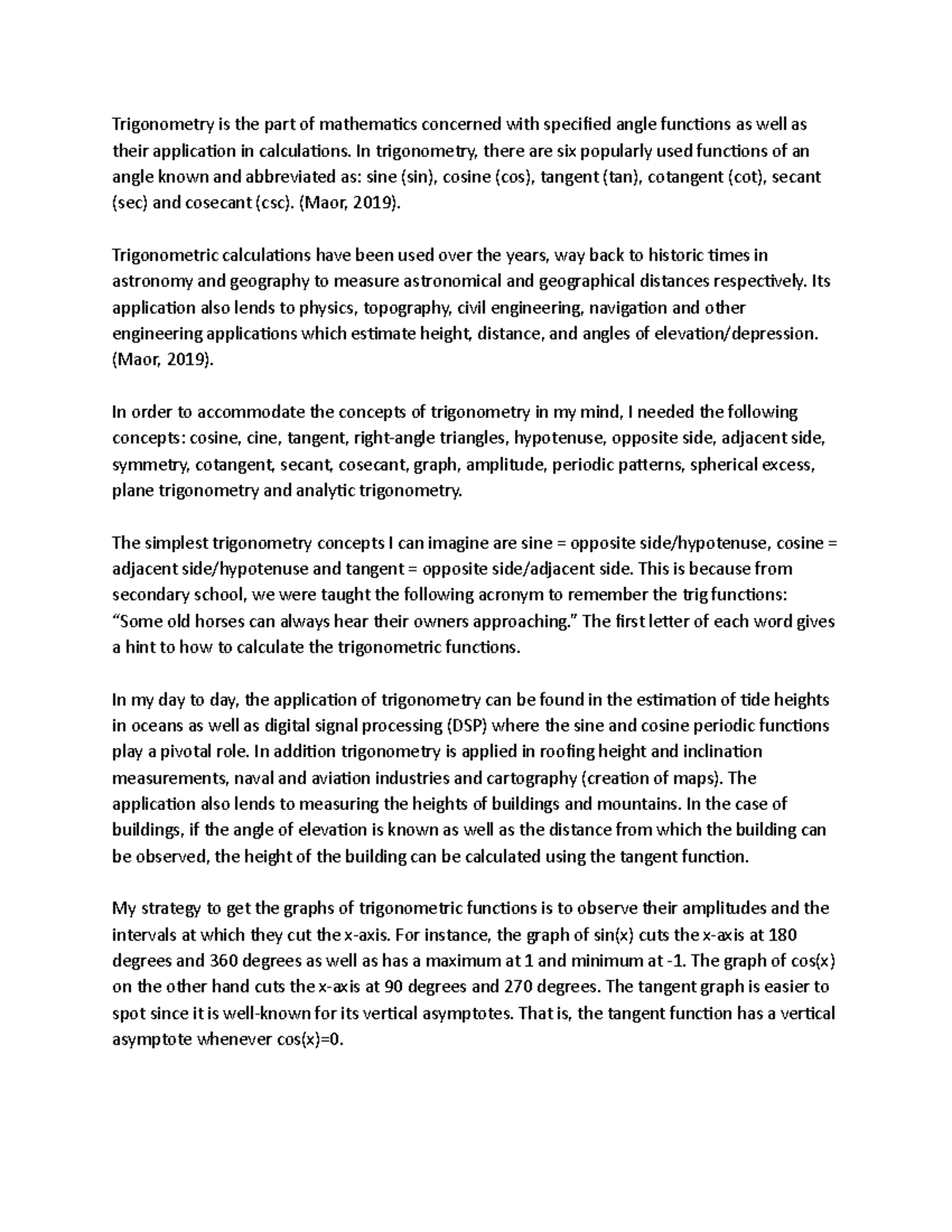 Journal 7 - Trigonometry is the part of mathematics concerned with ...