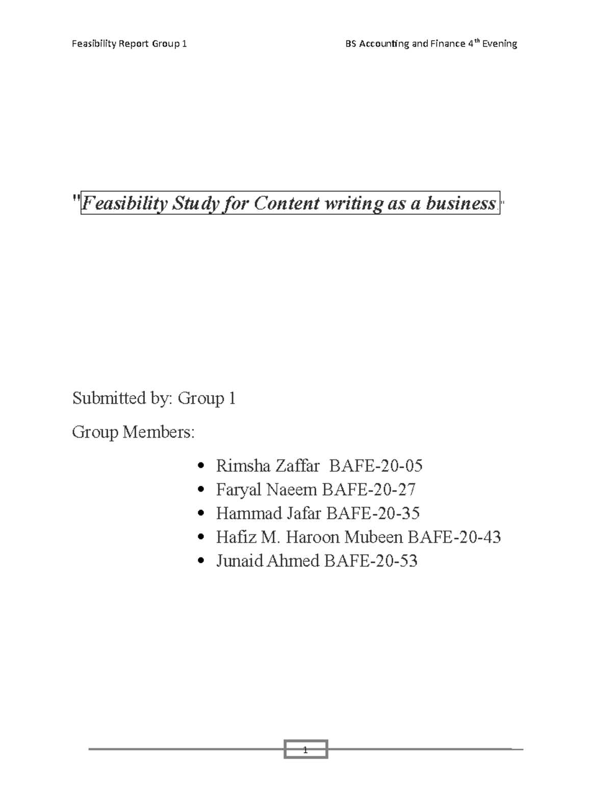 Feasibility Study for Content writing as a business - " Submitted by ...