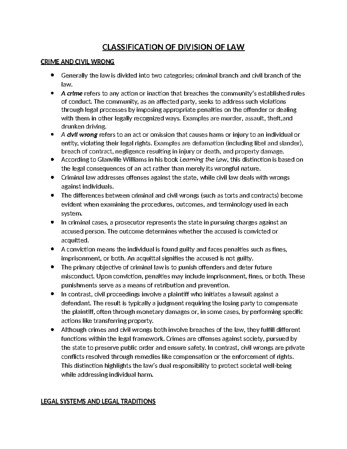 Classification OF Division OF LAW - CLASSIFICATION OF DIVISION OF LAW ...