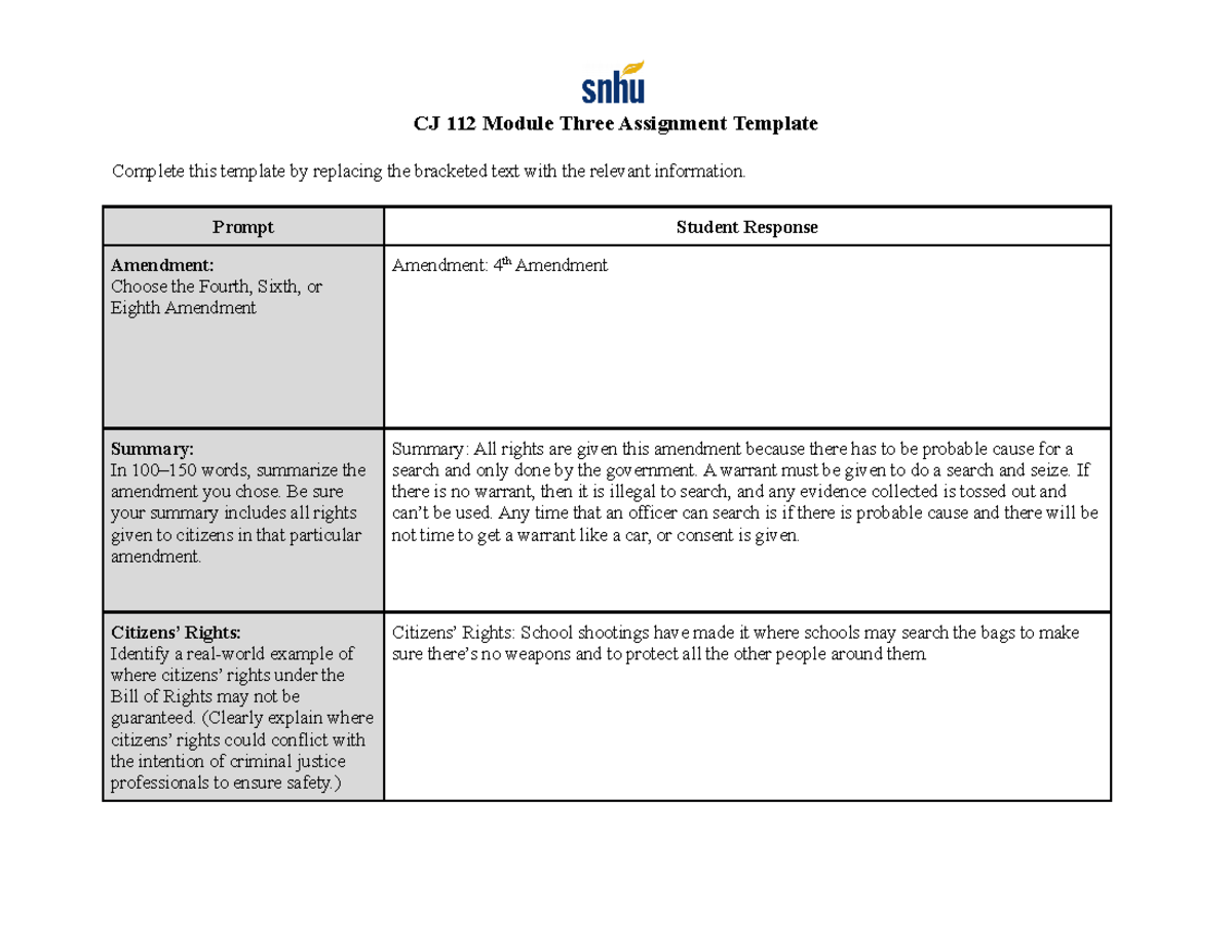 CJ 112 Module Three Assignment Template - CJ 112 Module Three Assignment Template Complete this ...