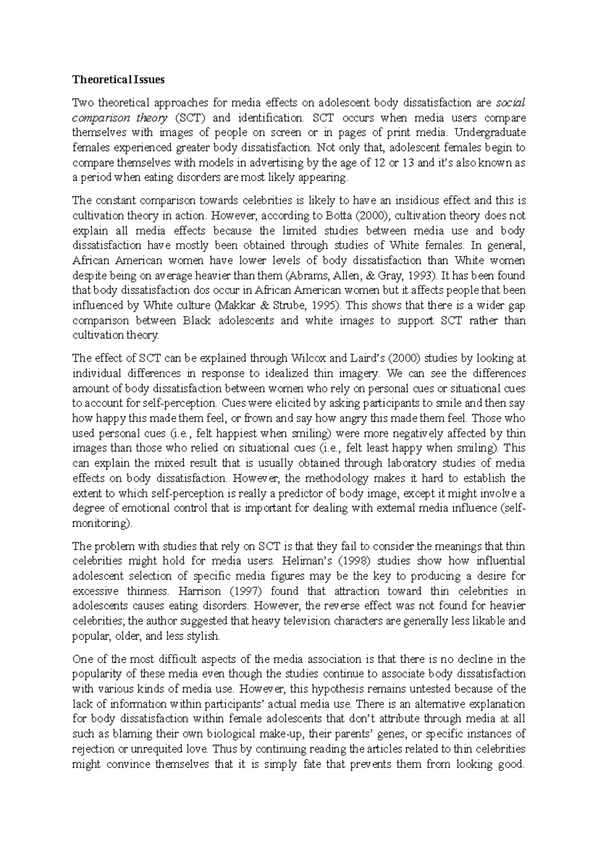 Theoretical Issues - note - Theoretical Issues Two theoretical ...