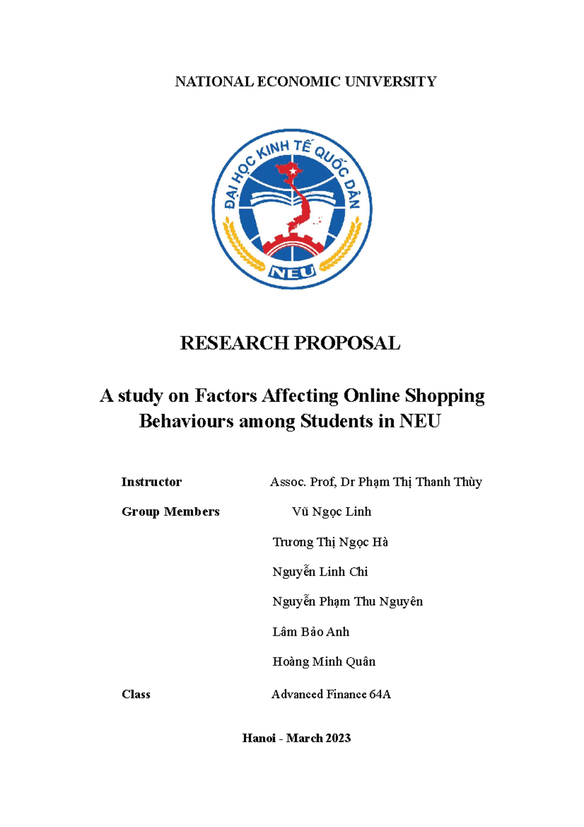 ENG100TCTT64A- Group 5-Proposal - NATIONAL ECONOMIC UNIVERSITY RESEARCH ...