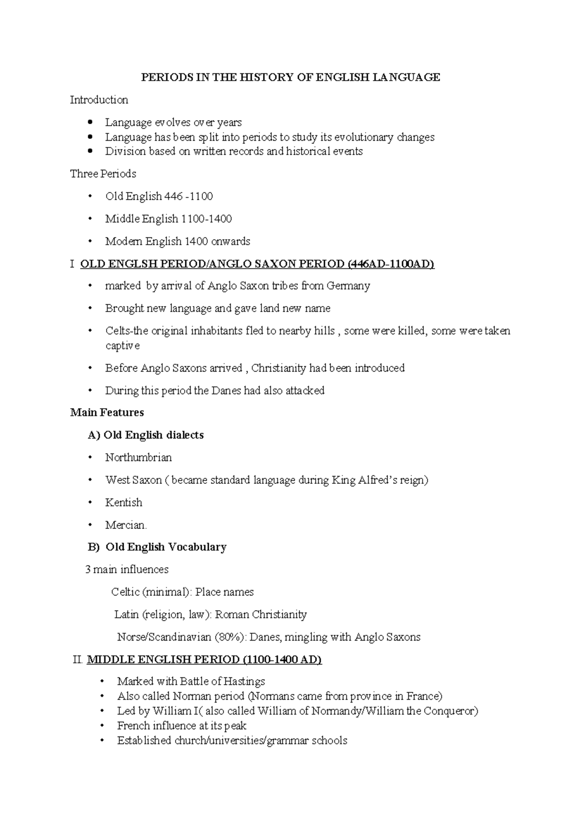 History of English Language - PERIODS IN THE HISTORY OF ENGLISH ...