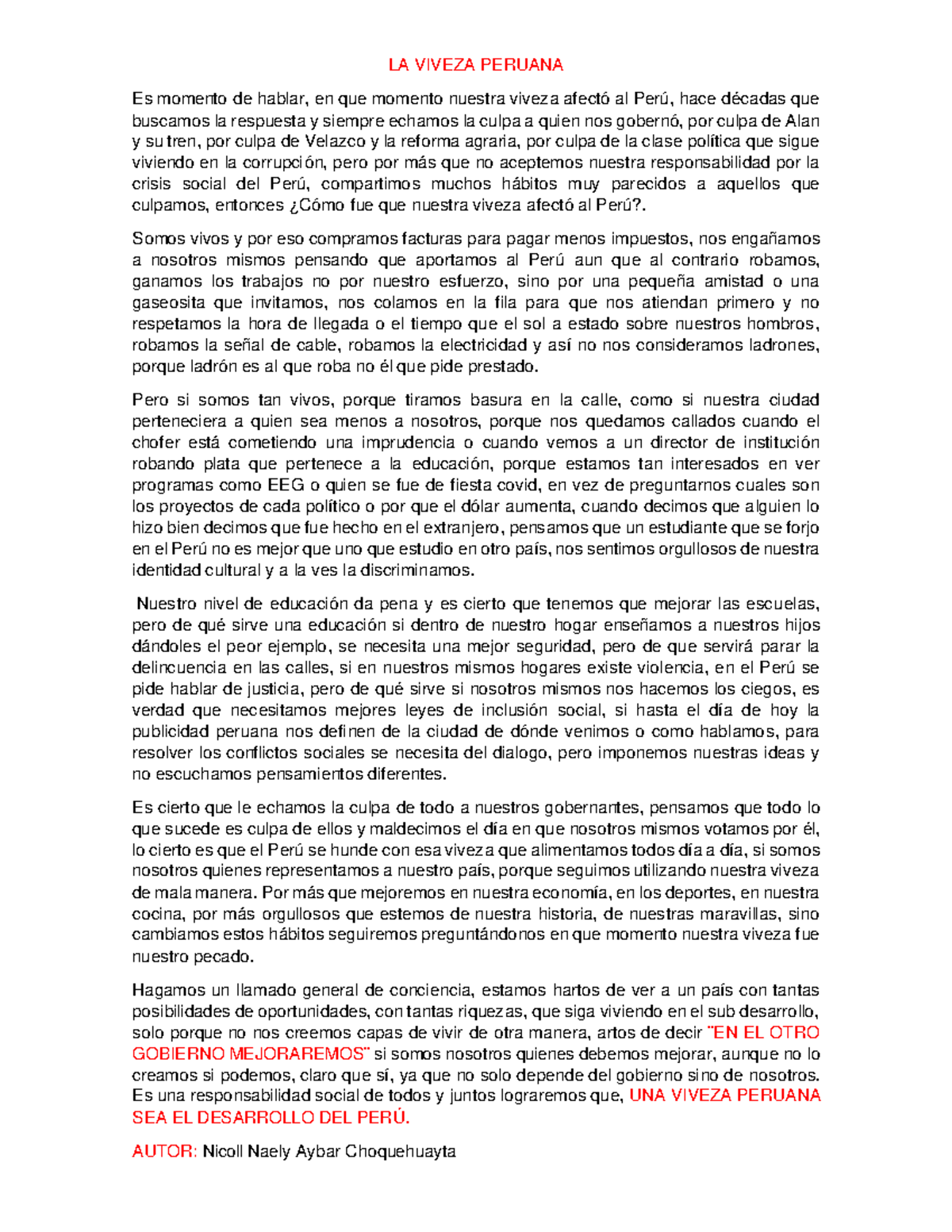 LA Viveza Peruana 2 - LA VIVEZA PERUANA Es momento de hablar, en que ...