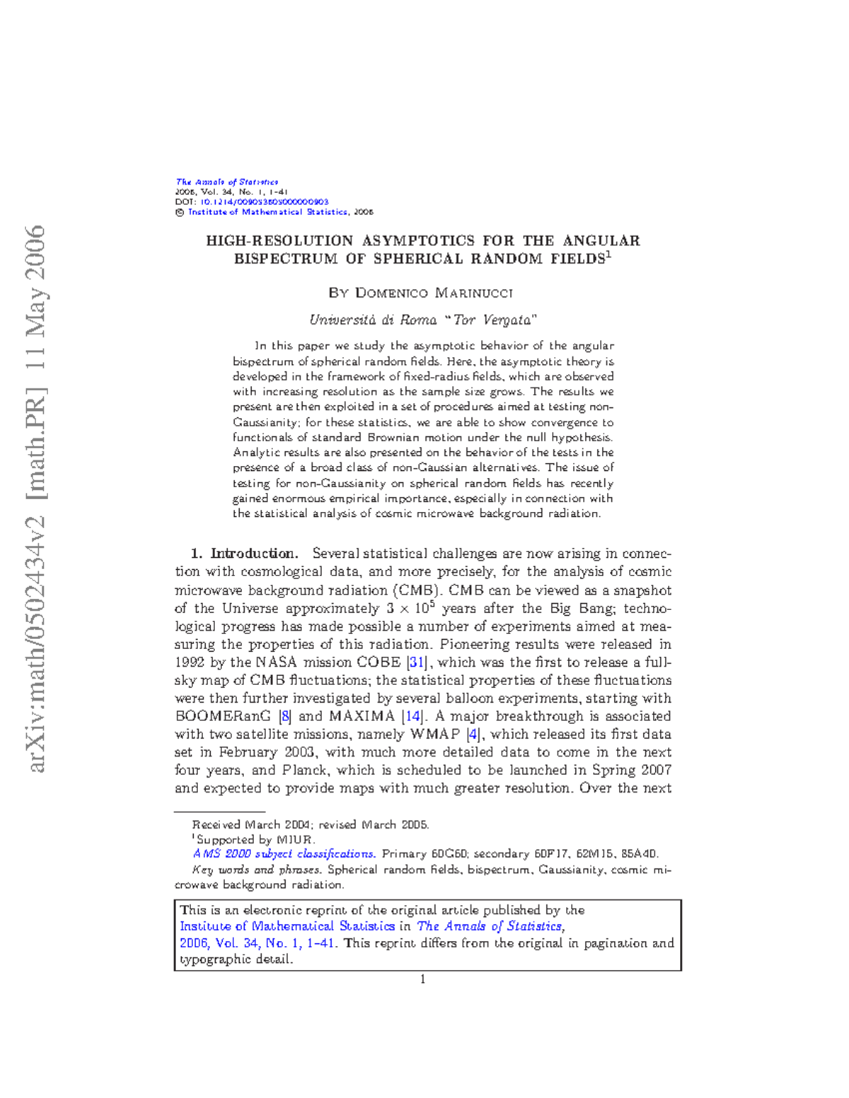 0502434 - Cours - arXiv:math/0502434v2 [math] 11 May 2006 The Annals of ...