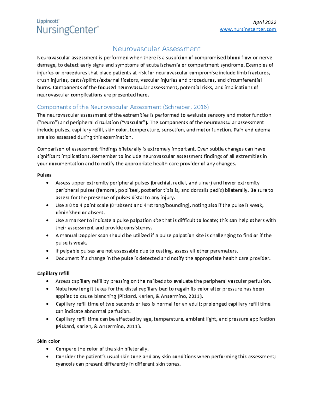 Pocket-Card Neurovascular-Assessment April 2022 - nursingcenter ...