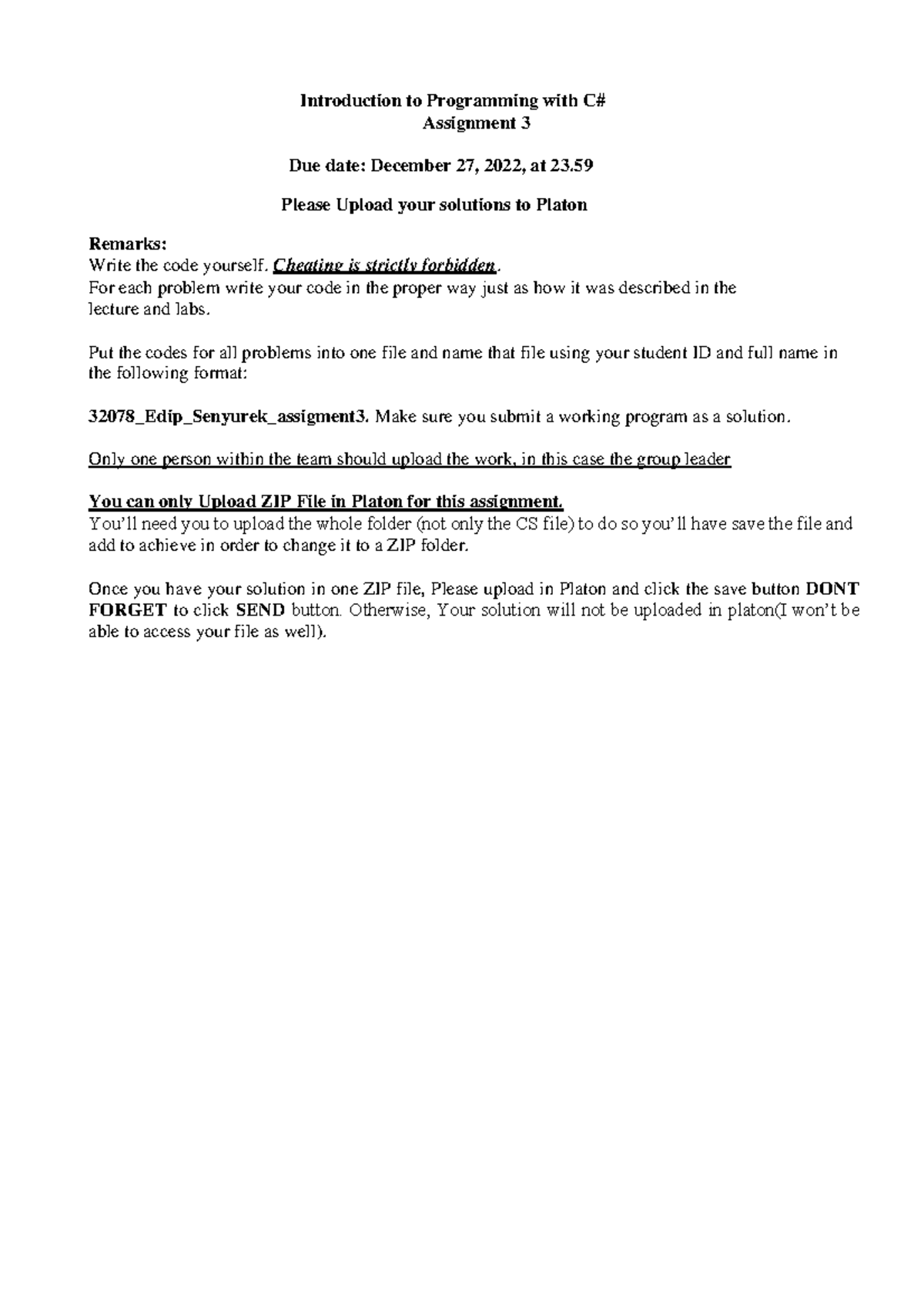 Assignment 3 File - programing - Introduction to Programming with C# ...