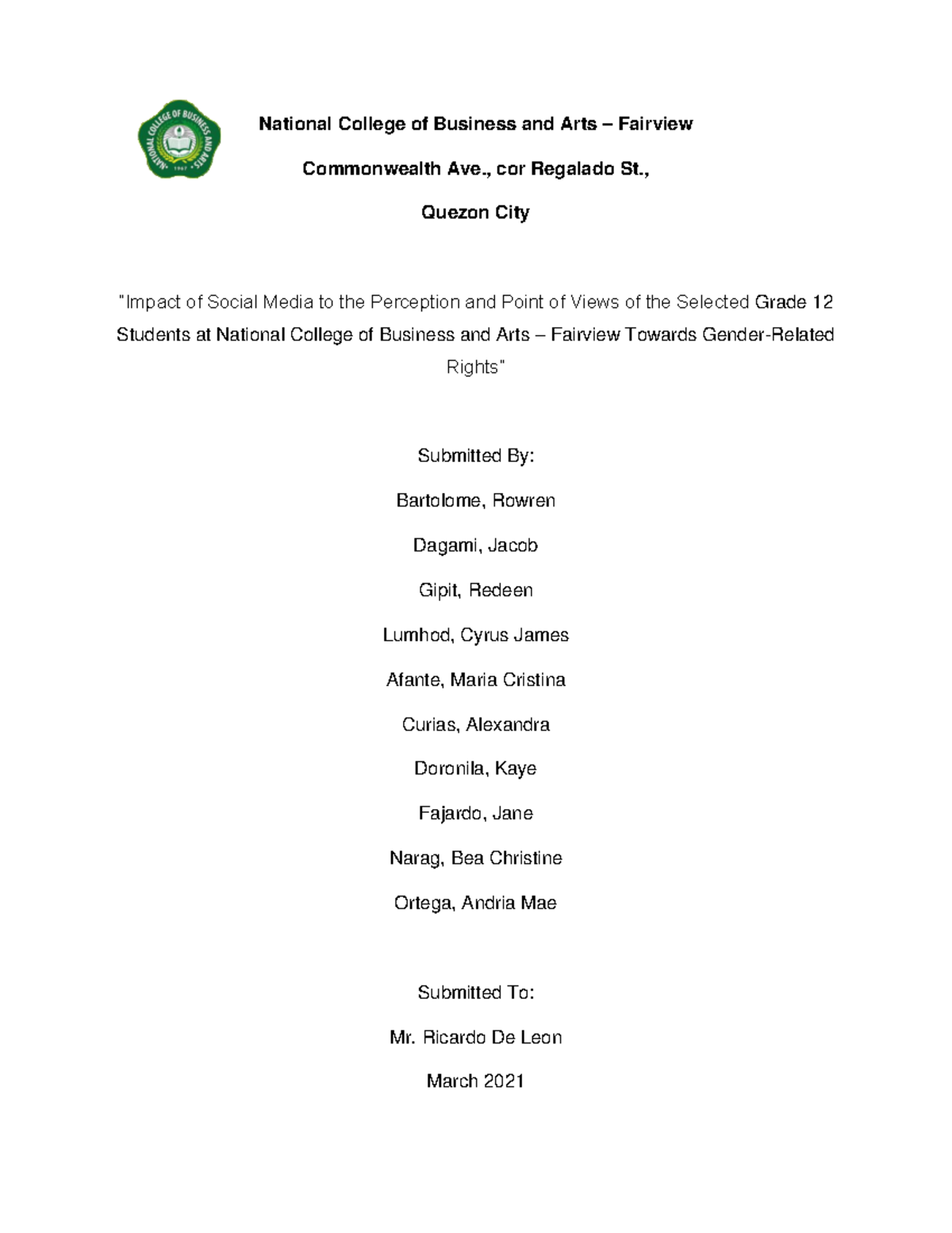 Impact of Social Media to the Perception and Point of Views of the ...