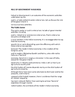 AN Overview OF Business Environment notes - AN OVERVIEW OF BUSINESS ...