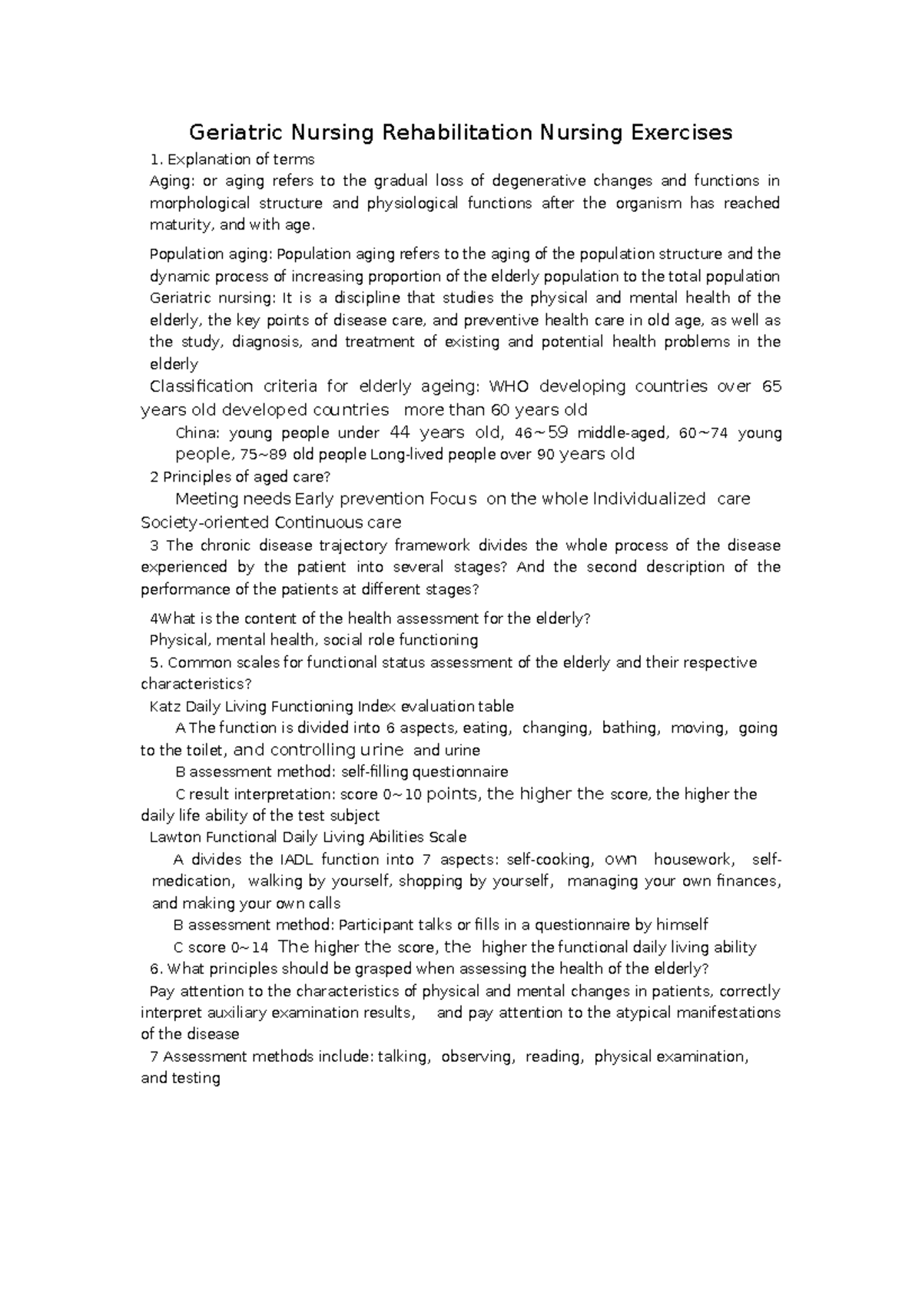 Geriatric Nursing Rehabilitation Nursing Exercises - Geriatric Nursing ...