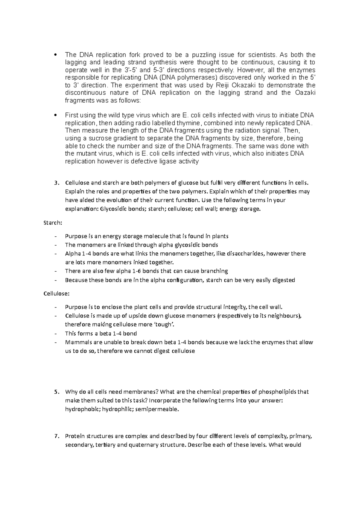 Mini Test REV - revision for mini test 1 - The DNA replication fork ...