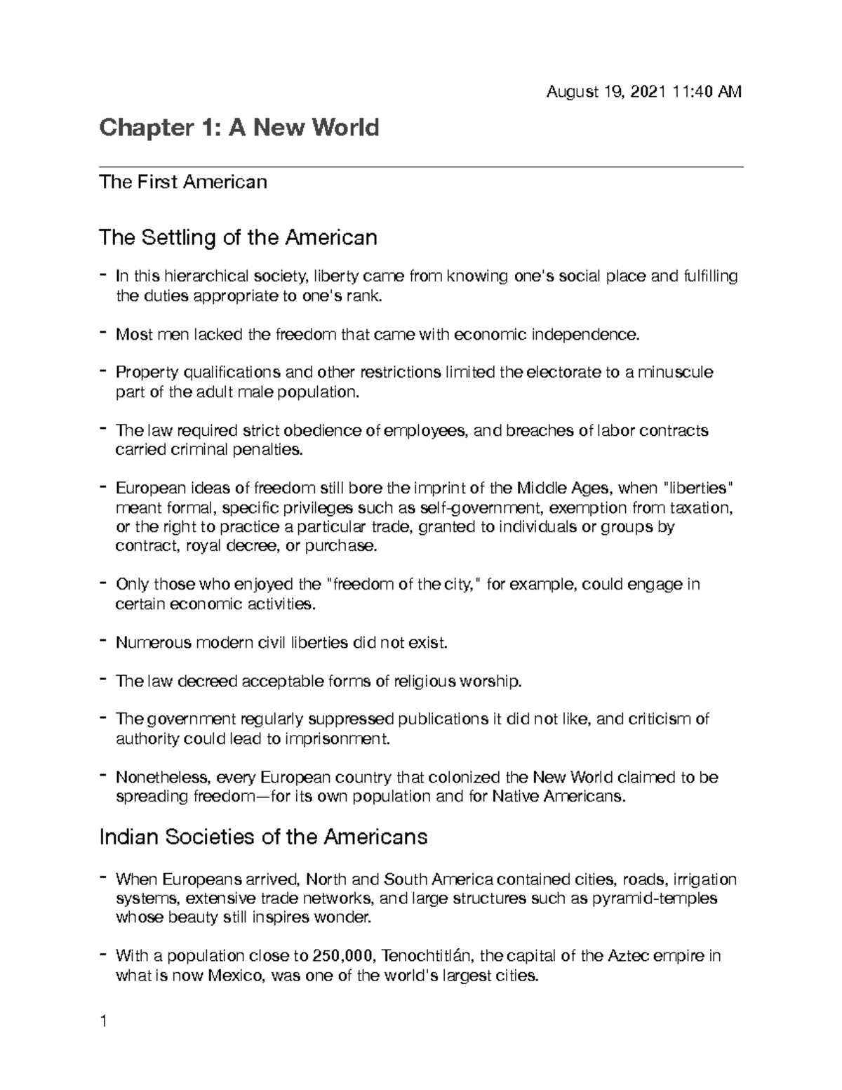 Hy 135: Week 1 - Chapter 1 Lecture notes Professor Faust - Chapter 1: A ...