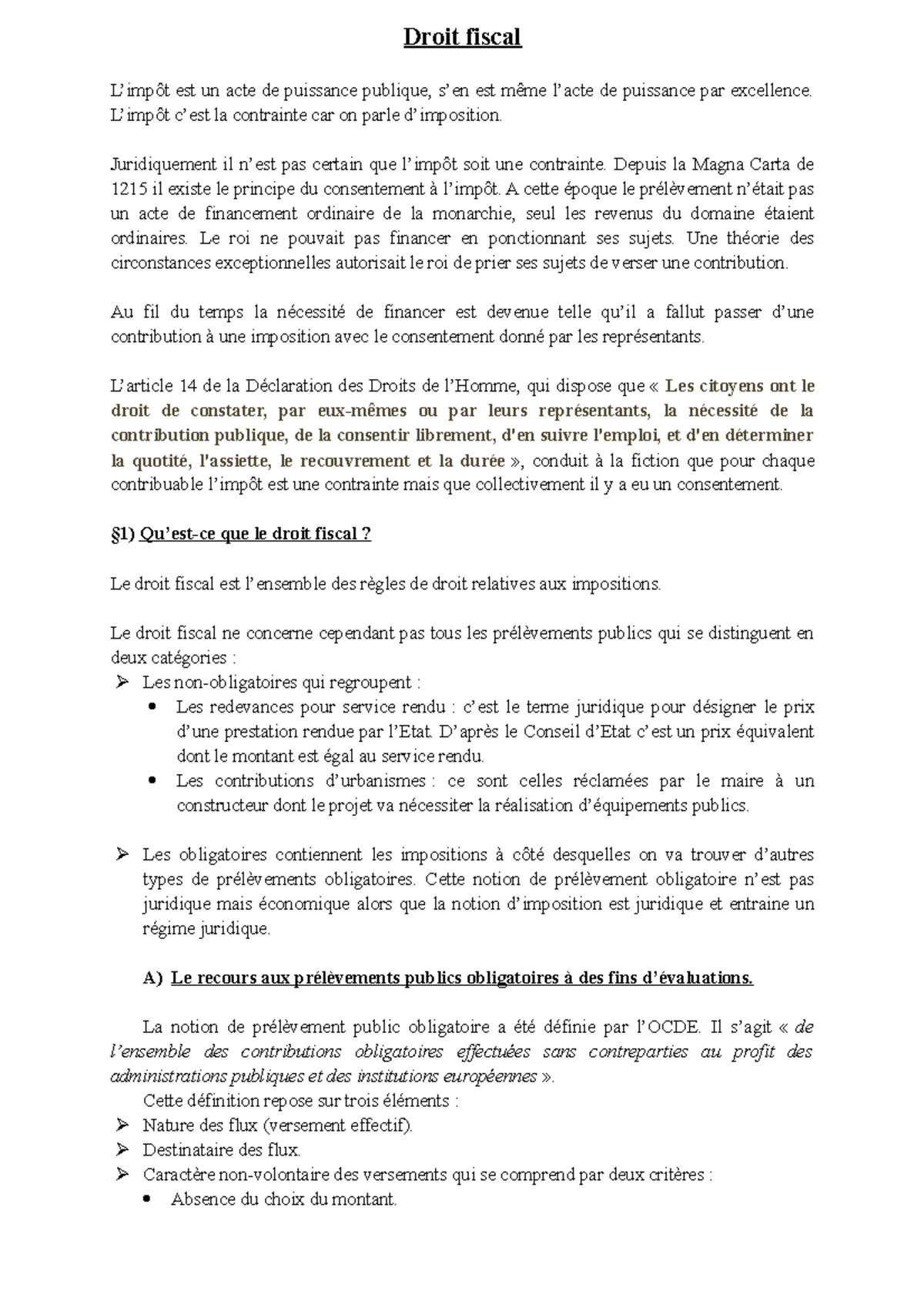 Droilt fiscal v2 - droit langue française - Droit fiscal L’impôt est un ...