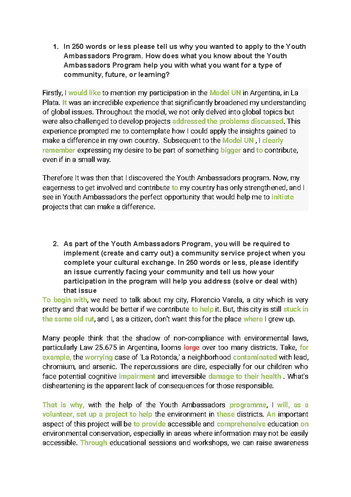 Documento sin título (24) - In 250 words or less please tell us why you ...