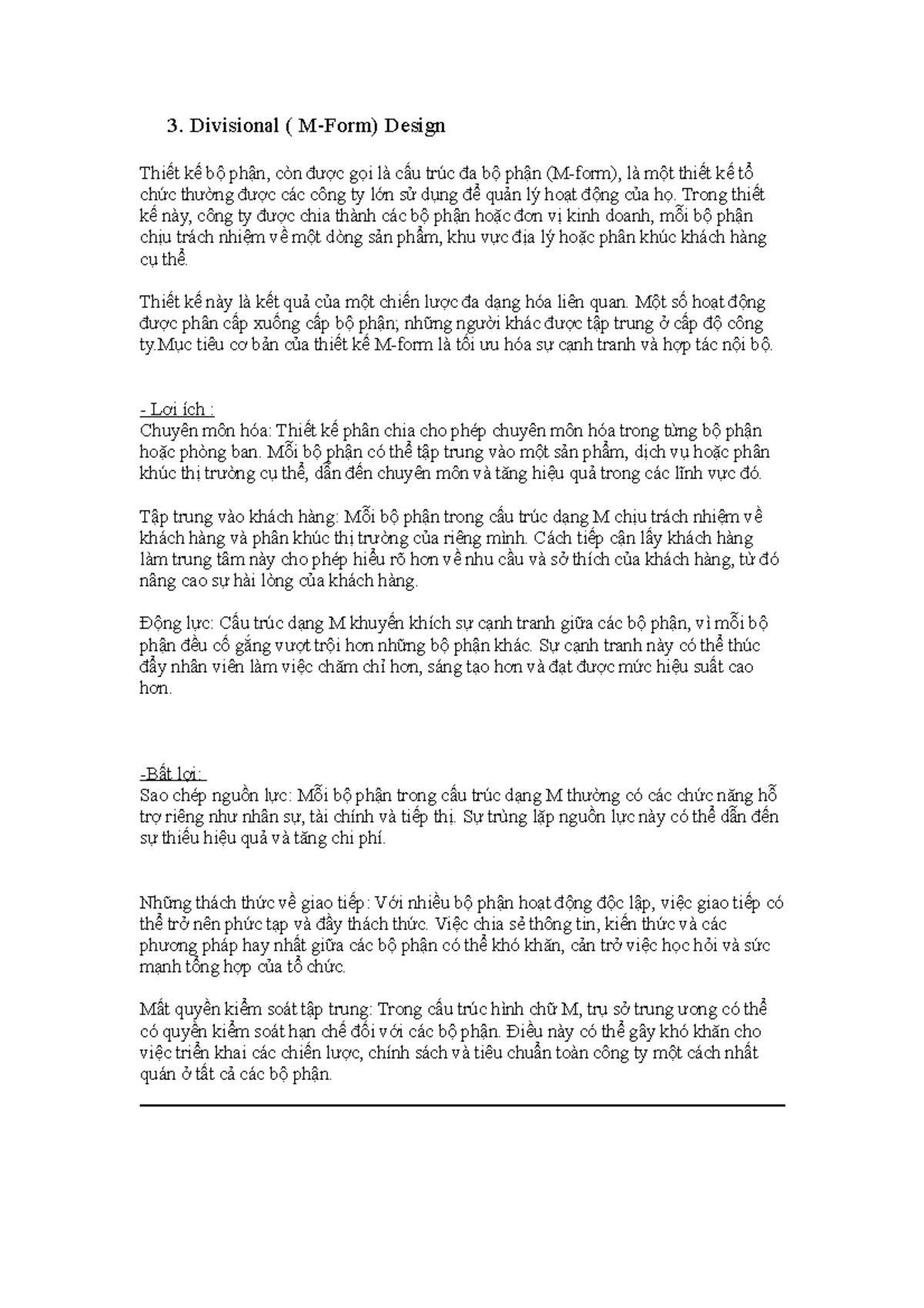 3. Divisional ( M-Form) Design - 3. Divisional ( M-Form) Design Thiết ...