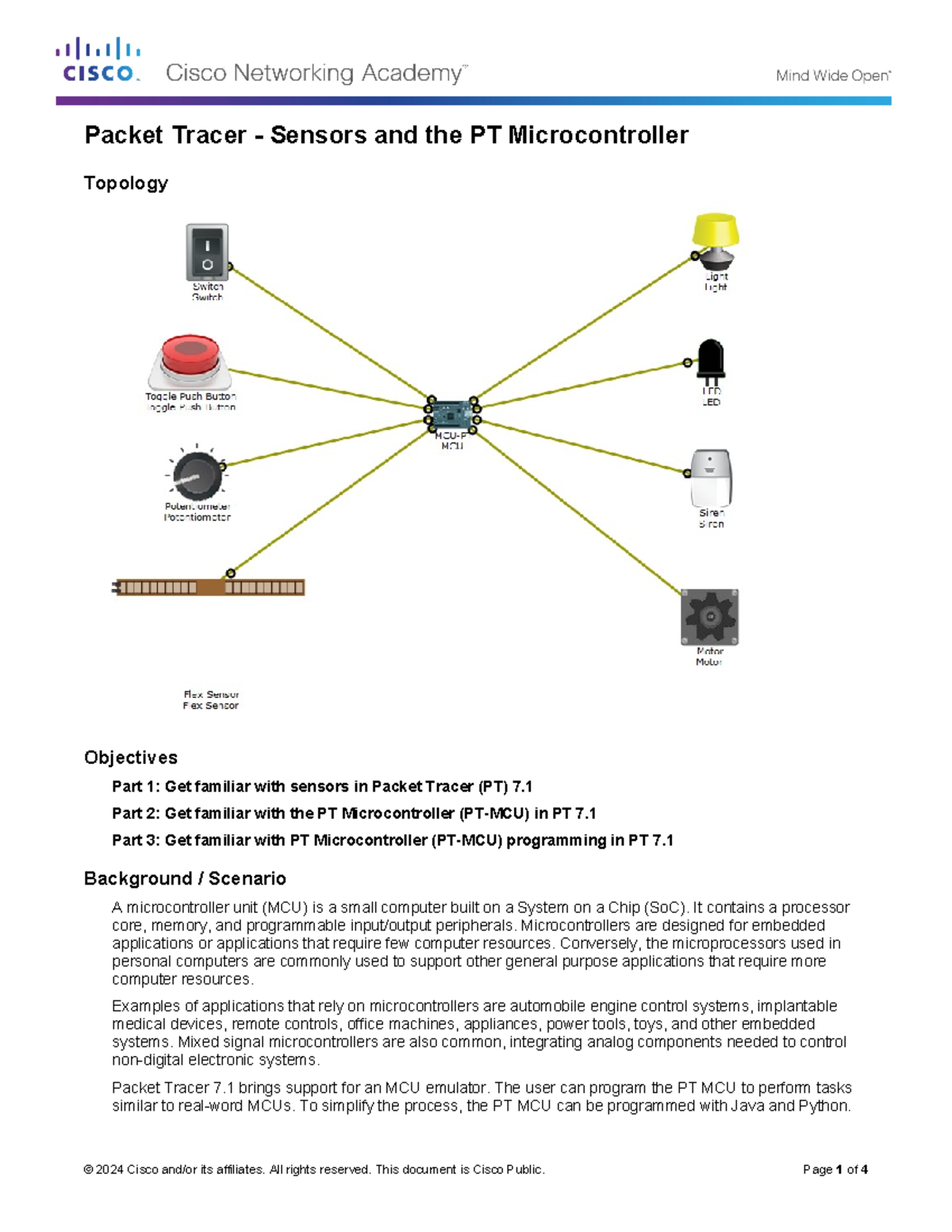 2.3.1.2 Packet Tracer - Sensors and the PT Microcontroller - Topology ...