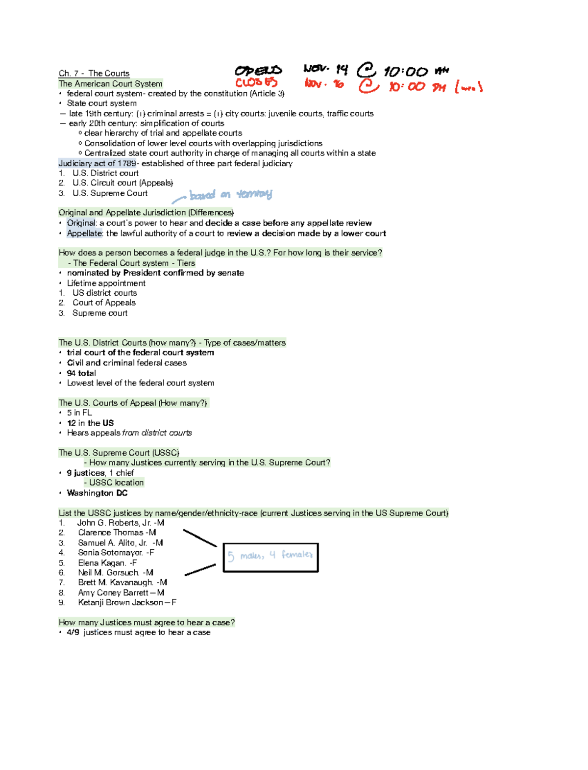 Test 3 Review - Test 3 - Ch. 7 - The Courts The American Court System ...
