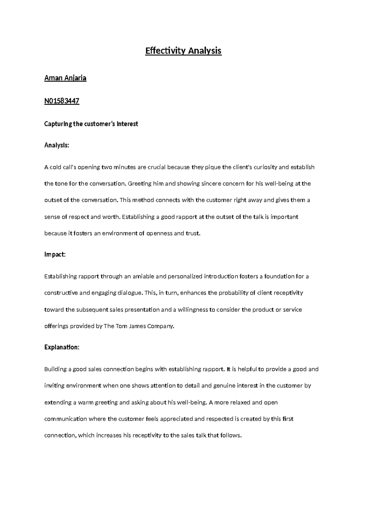 Analysis Report - assignment - Effectivity Analysis Aman Anjaria N ...